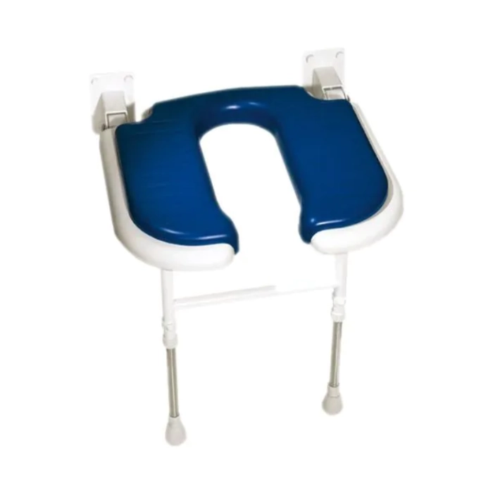AKW 4000 Series Standard Horseshoe Fold-Up Shower Seat - Blue Padded