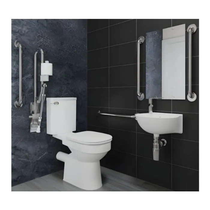 AKW Contemporary Close-Coupled Doc M Pack 7 - Stainless Steel Rails