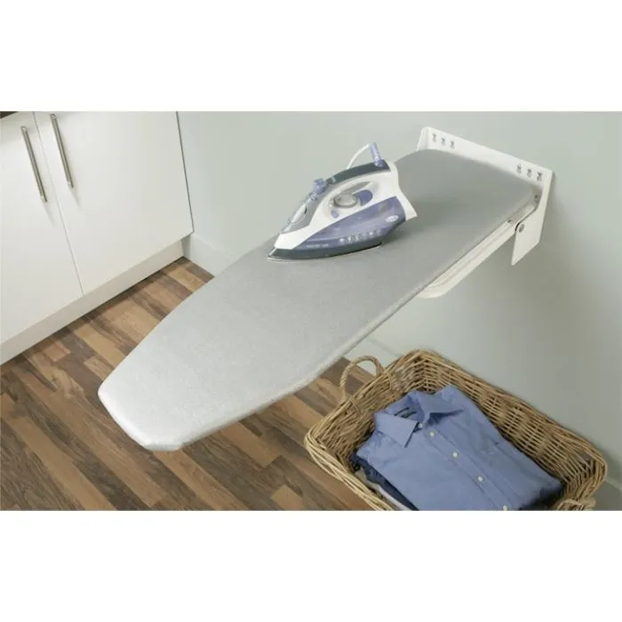 Ironfix Wall Mounting 950mm Folding Ironing Board, Alu Cover, Optional Hood