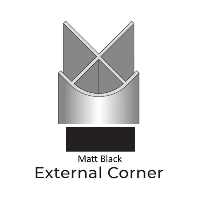 Showerwall External Corner Trim - 2450mm Length - Matt Black Finish