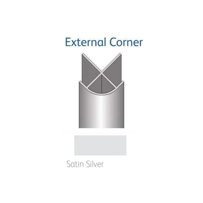 Showerwall External Corner Trim - 2450mm Length - Satin Silver Finish